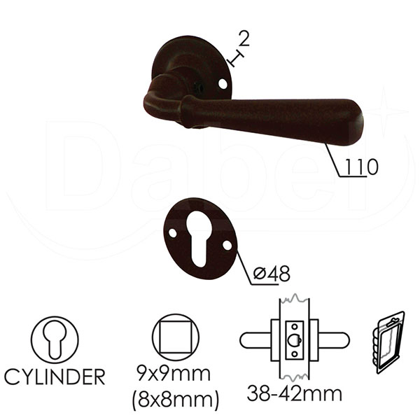 Kvaka rozeta za vrata SANJA Ab fi48/2/110/8/9mm Cil DBP3