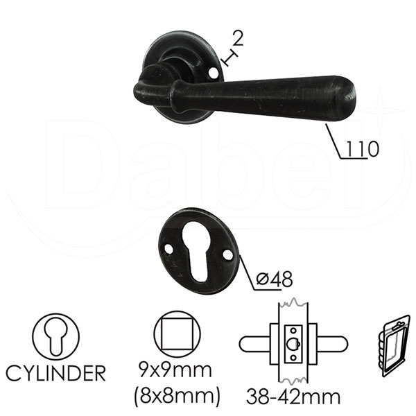 Kvaka rozeta za vrata SANJA Ac fi48/2/110/8/9mm Cil DBP3