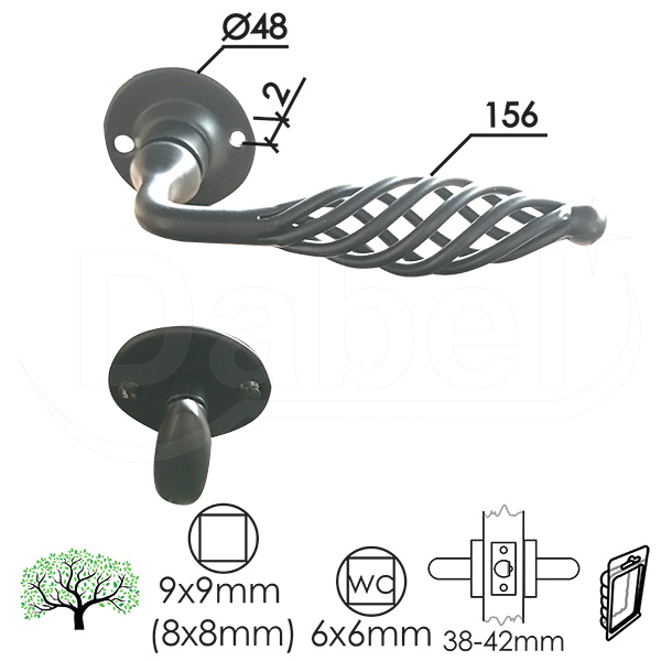 Kvaka rozeta za vrata TANJA Ac fi48/10/156/8/9mm WC