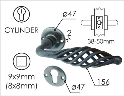 Kvaka rozeta za vrata TANJA Cm fi48/10/156/8/9mm