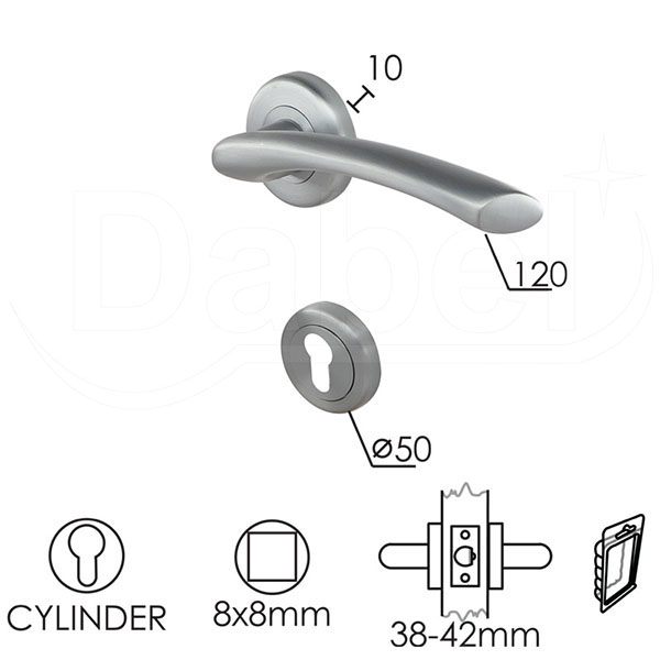 Kvaka rozeta za vrata VRBAS SatHrom 8×8/fi 50mm Cil DBP3