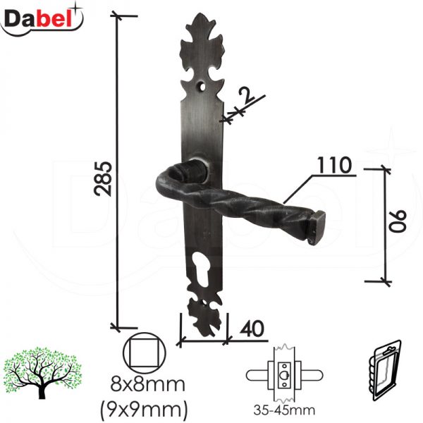 Kvaka šild za vrata IRIG-S Ac 8×8/90mm Cil BPDQ