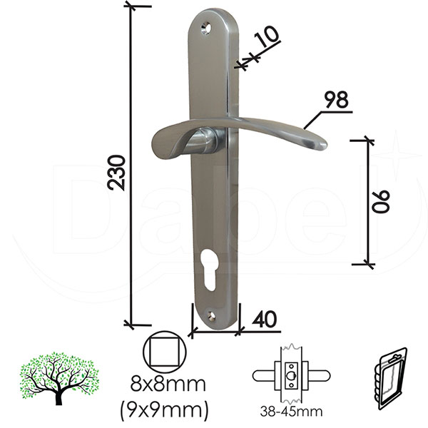 Kvaka šild za vrata KIRA-S Mat-Hr 90/40/230/10/98/8/9 Cil DBP3