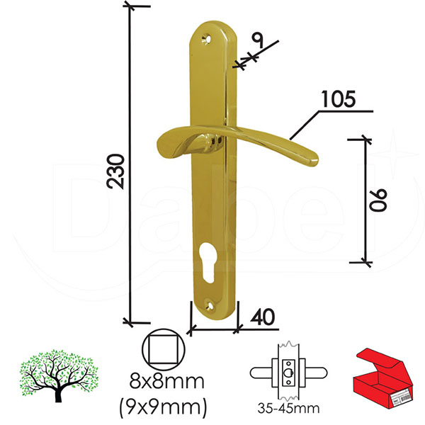 Kvaka šild za vrata KIRA-S Ms 8×8/90mm Cil