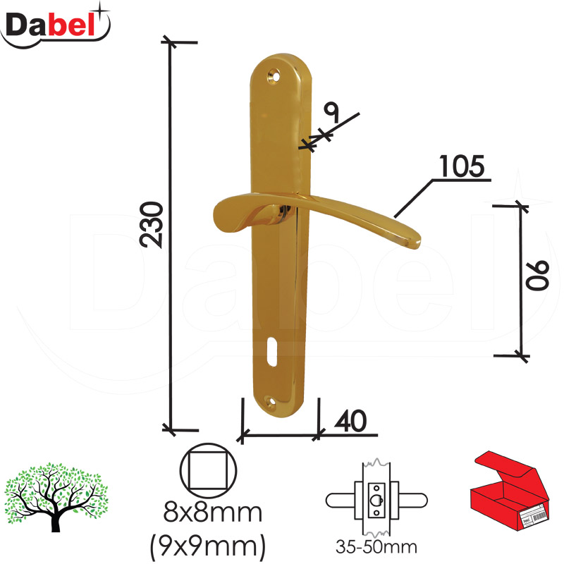 Kvaka šild za vrata KIRA-S Ms 8×8/90mm Klj