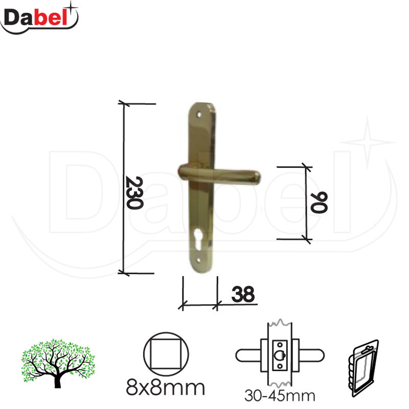 Kvaka šild za vrata MITO-S Ms 8×8/90mm