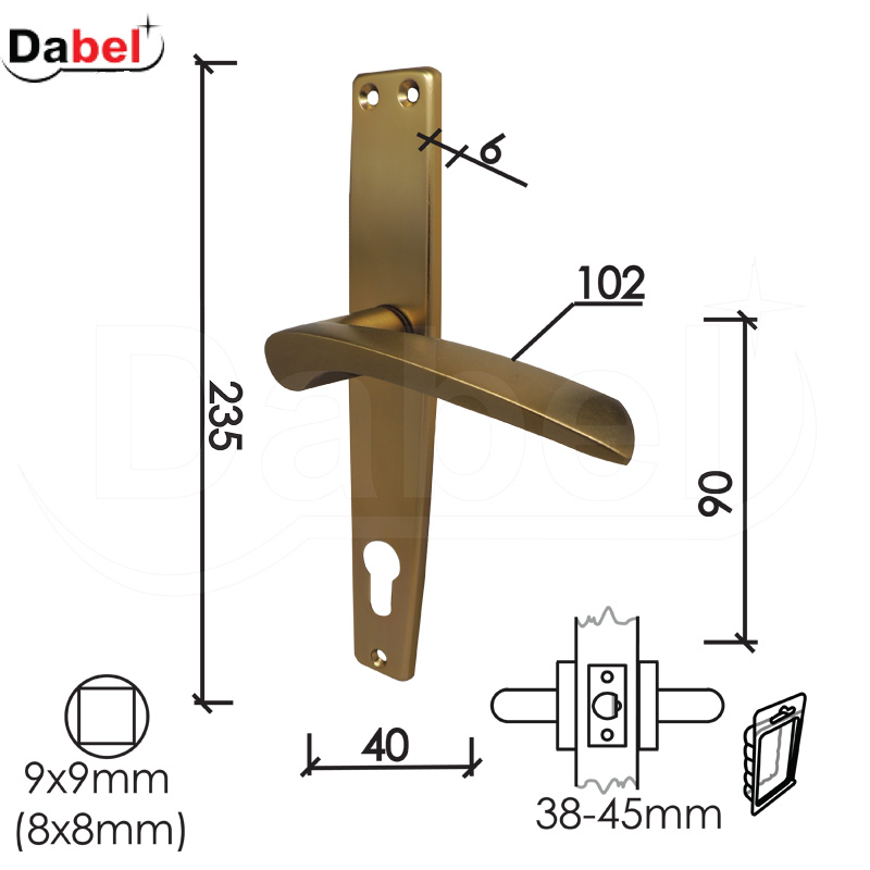 Kvaka šild za vrata NENA-S F4 8×8/90mm Cil