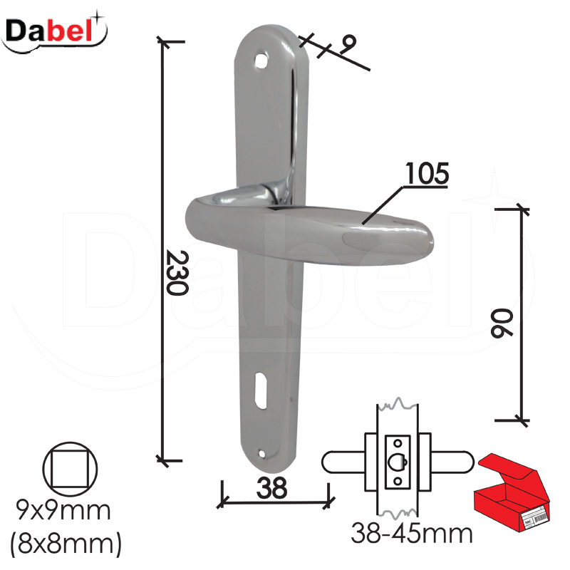 Kvaka šild za vrata SPOT-S Hr 8×8/90mm Cil