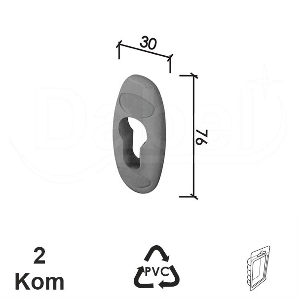Rozeta za vrata GOČ-R RAL9006Si 76x30mm (2kom) DBP1