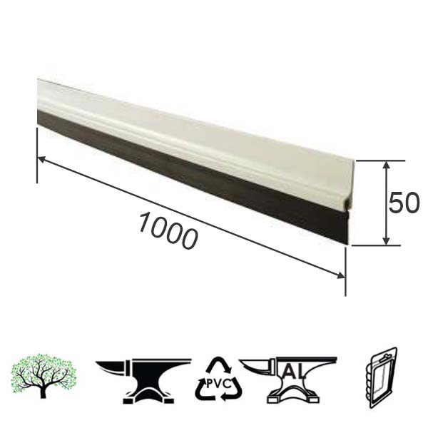 Lajsna diht za vrata ČT 4 Bela 47x1000mm PVC guma