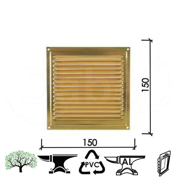 Rešetka ventilaciona za vrata REŠ1 Ms 150X150 mm DP1