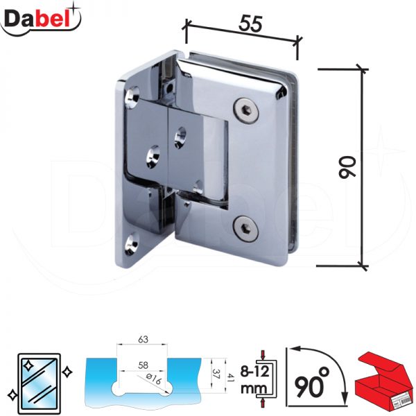 Šarka za tuš kabinu SP9021 Hr 90x55mm Staklo-zid Q