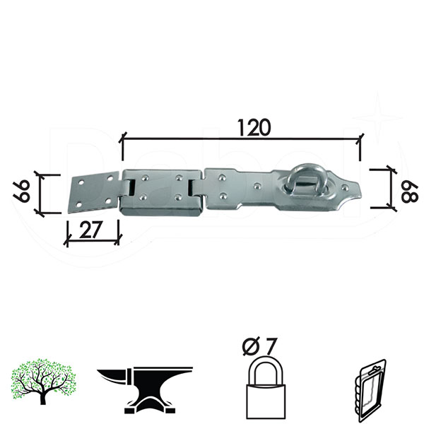 Reza za katanac 101 ZnB 120×68/27×66/fi7mm za katanac