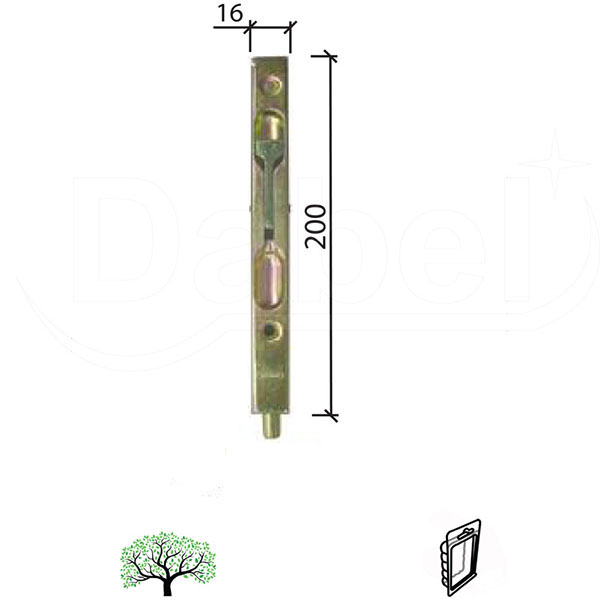 Rigla za drvena vrata RL4017 ZnŽ 200/16/14mm