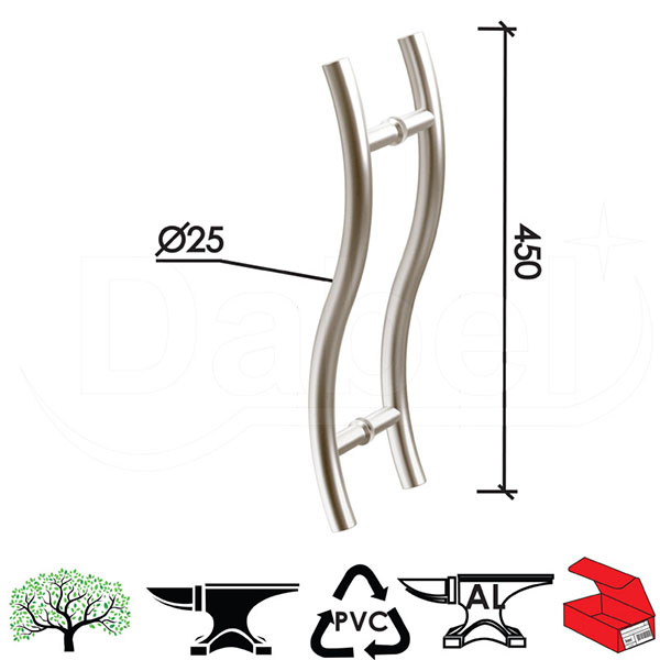 Rukohvat za vrata RU8000 Inox x300/25/450mm Q