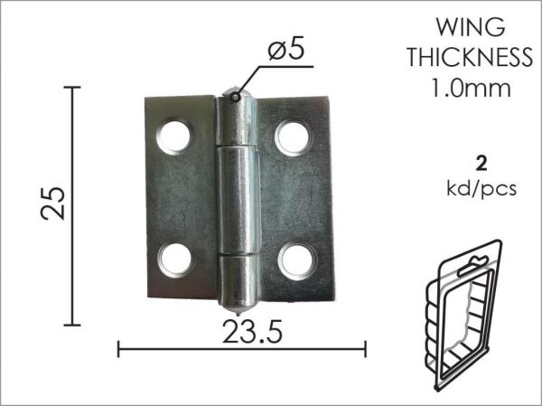 Šarka brodska za vrata SP9003 ZnB 25×23,5x1mm (2kom) DP1