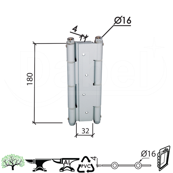 Šarka kaubojska za vrata SP3035 Silver x180x32x4mm/fi16 DBP2