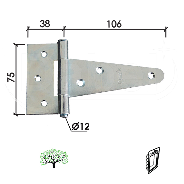 Šarka brodska za vrata SP5 Hr 100x75x38/fi12mm