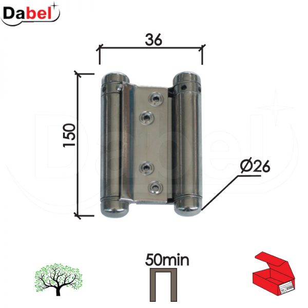 Šarka kaubojska za vrata SP9035 Nikl x150x36/fi26mm 50mm min. štok DBP2