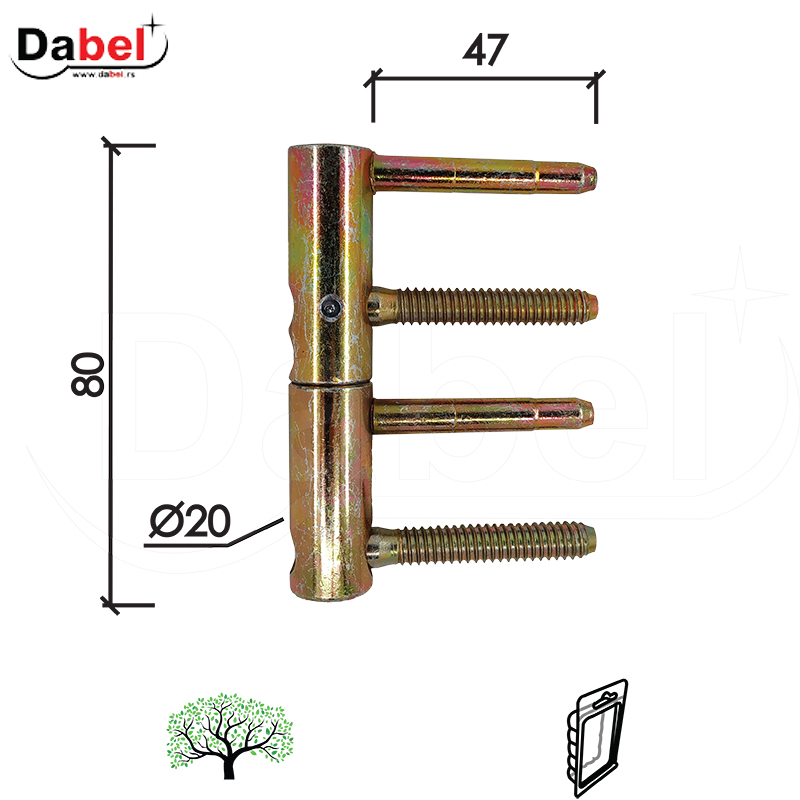 Šarka 3D uvrtna za vrata SP495 ZnŽ 20mm 120kg DP1