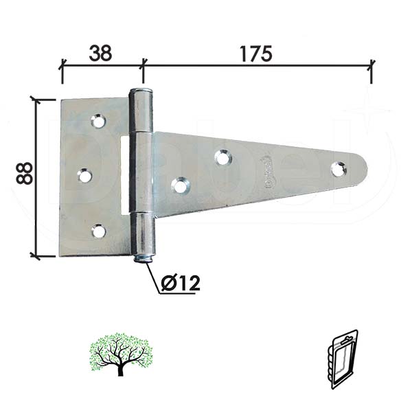 Šarka brodska za vrata SP5 Hr 150x88x38/fi12mm