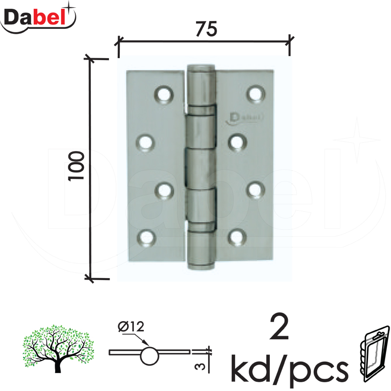 Šarka brodska za vrata SP9001 Hr x100x75x3mm