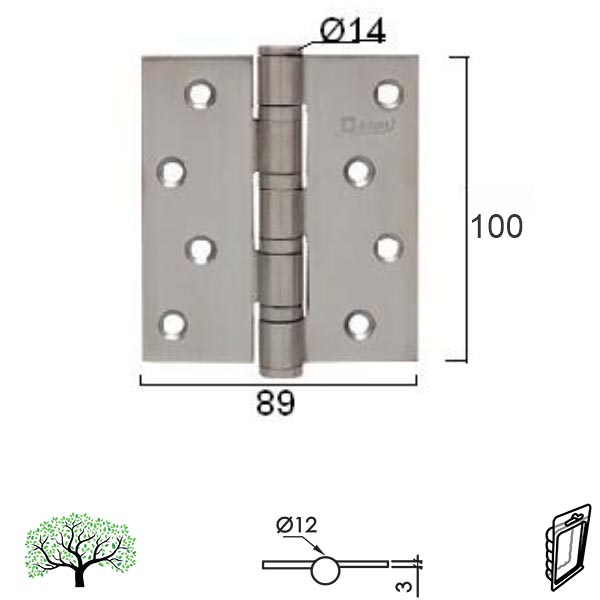 Šarka brodska za vrata SP9004 Inox x100x89x3mm