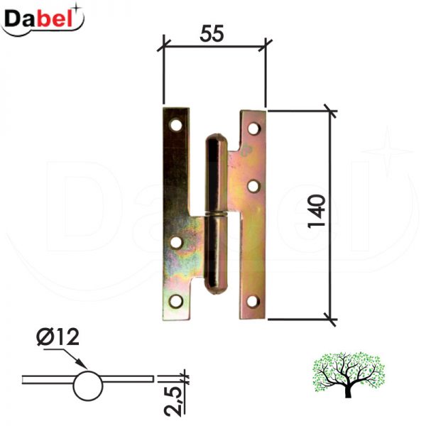 Šarka brodska za vrata SP9006 ZnŽ x140x55x2,5mm Leva DSP