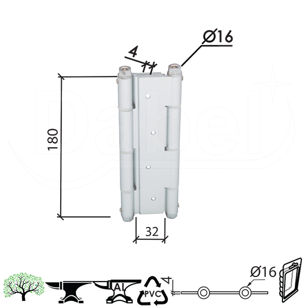 Šarka kaubojska za vrata SP3035 Bela x180x32x4mm/fi16 DBP2
