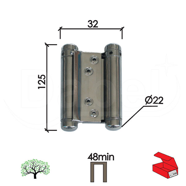 Šarka kaubojska za vrata SP9035 Nikl x125x32/fi22mm 48mm min. štok DBP2
