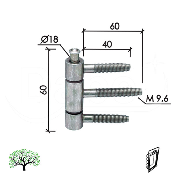 Šarka uvrtna za vrata SP310 ZnB fi 18 mm (CI310180H017),DP