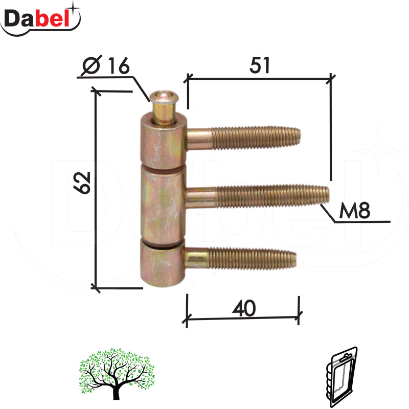 Šarka uvrtna za vrata SP320 ZnŽ 16mm