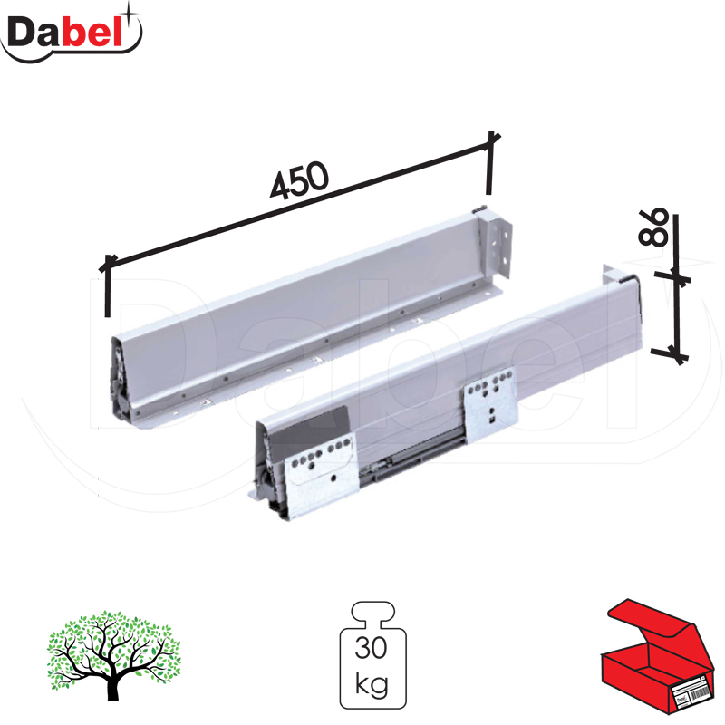 Klizač fioka KL511 Silver 450 mm