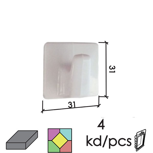 Vešalica samolepljiva V60 Bela 31x31mm (4kom)DBP1