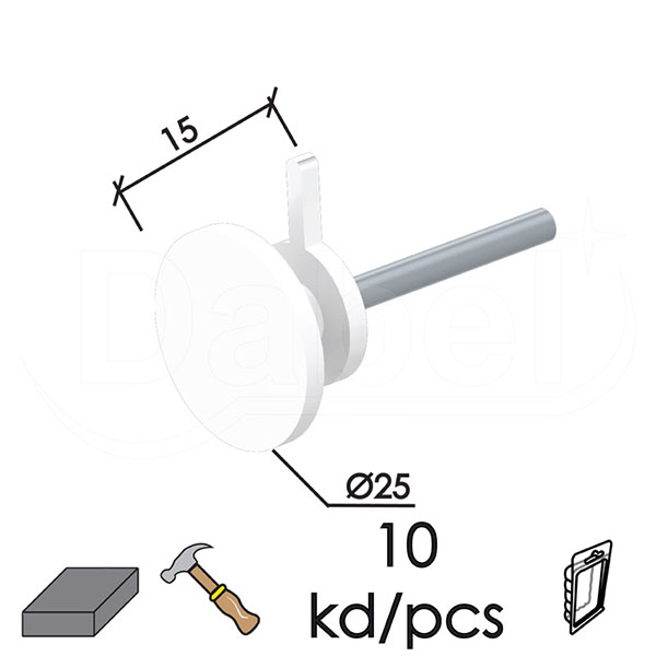 Vešalica za zid ukucavajuća VE1 Bela 12x10mm (10kom) DBP1