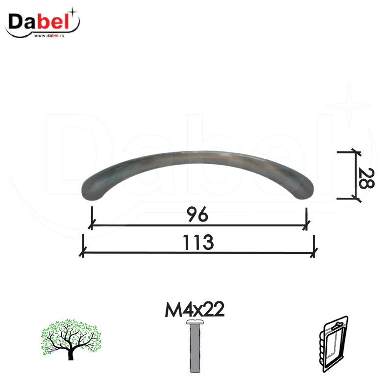 Ručica za nameštaj C40 B-Ni 96/113/28mm