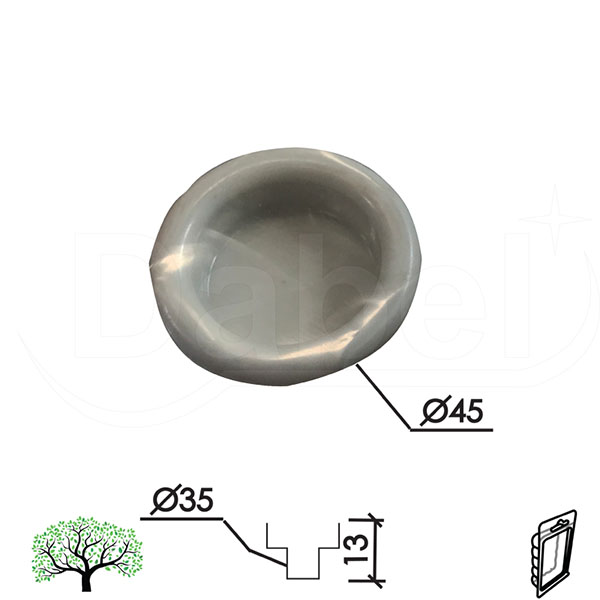 Ručica za nameštaj Siva 35mm 3104 fi 45×13 mm