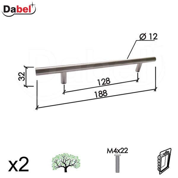 Ručica za nameštaj C10 B-Ni 128/188/32mm