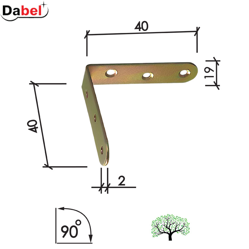 Ugaonik za nameštaj U4123 ZnŽ 40x40x19/2,0mm