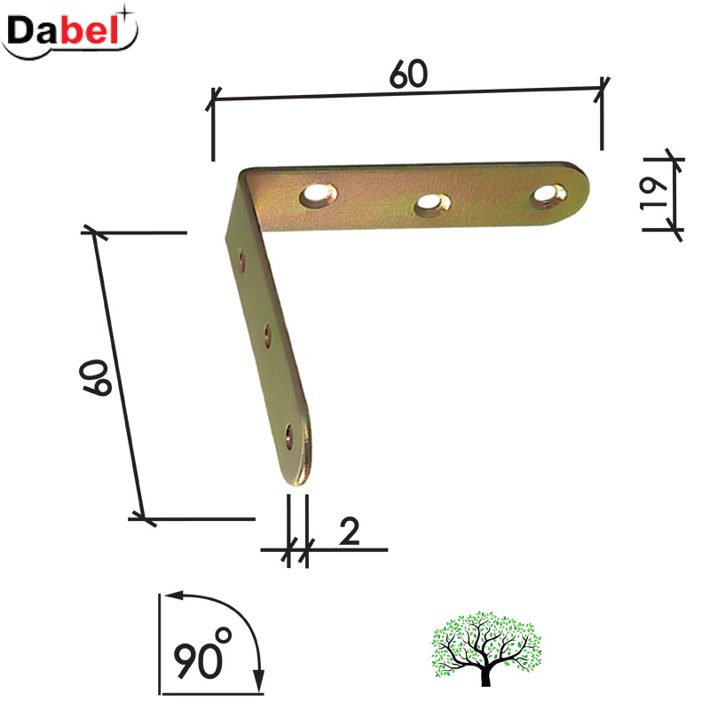 Ugaonik za nameštaj U4123 ZnŽ 60x60x19/2,0mm