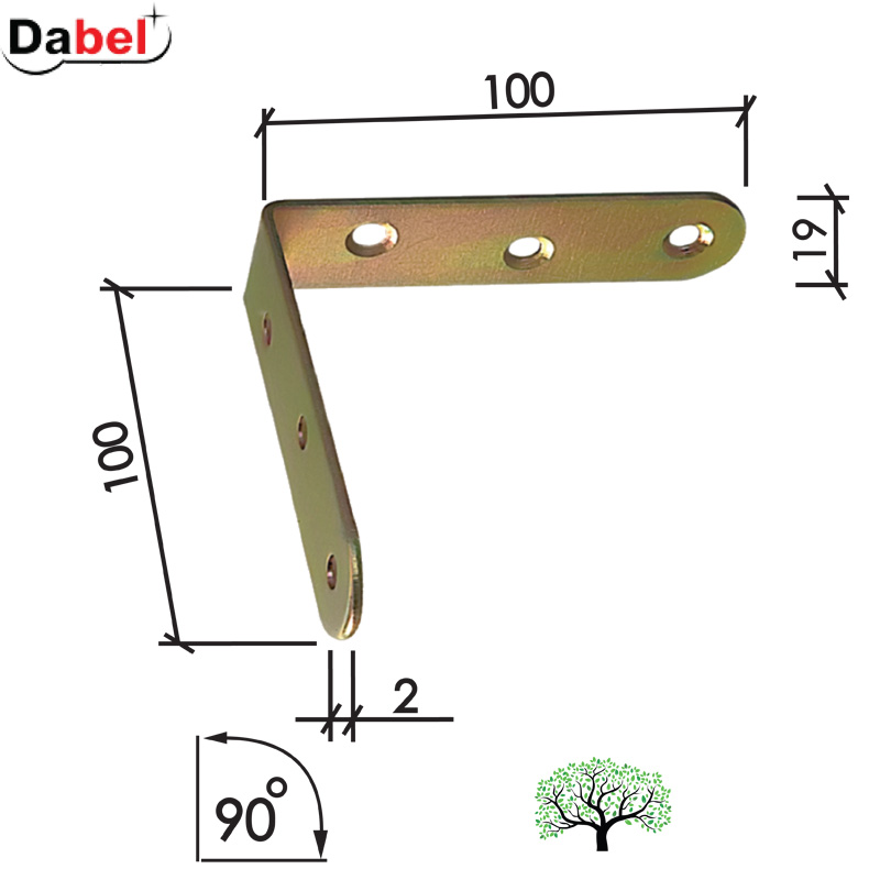 Ugaonik za nameštaj U4123 ZnŽ x100x100x19/2,0mm