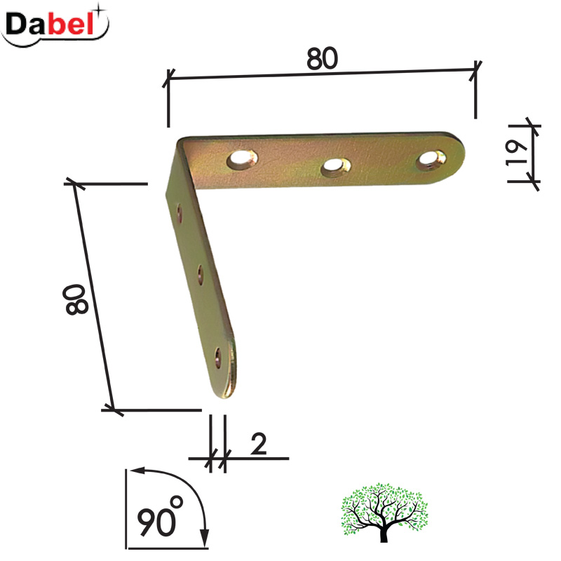 Ugaonik za nameštaj U4123 ZnŽ 80x80x19/2,0mm