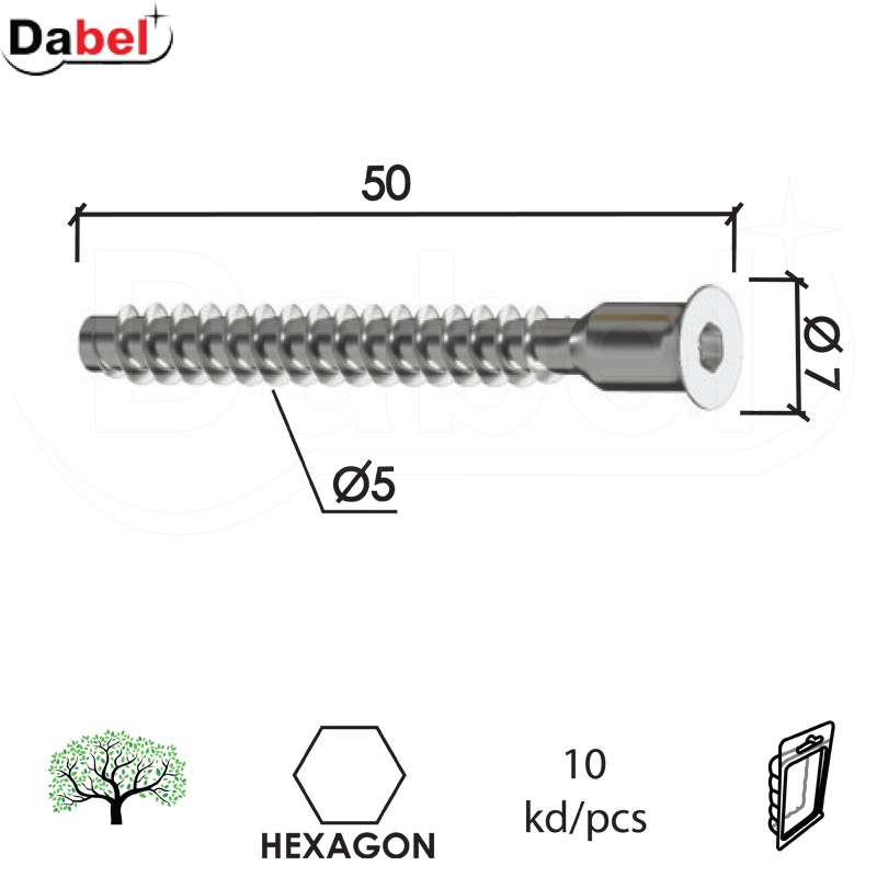 Iver vijak konfirmat za nameštaj INBUS ZnB 5×50/7mm (10kom) XPD