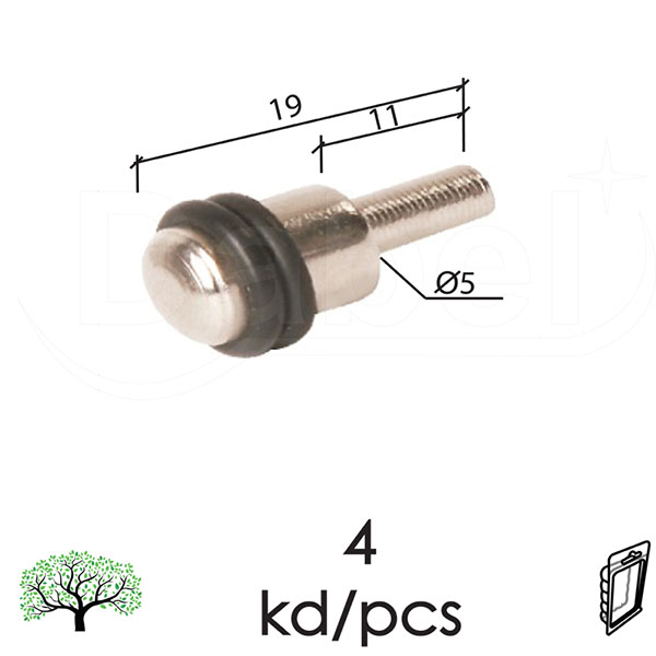 Nosač staklene police NP6 Nikl FI=5/L=19/L1=11mm (4kom) gumica XPD