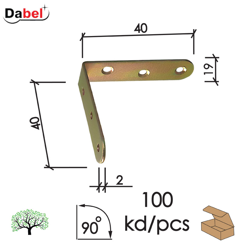 Ugaonik za nameštaj U4123 ZnŽ 40x40x19/2,0mm