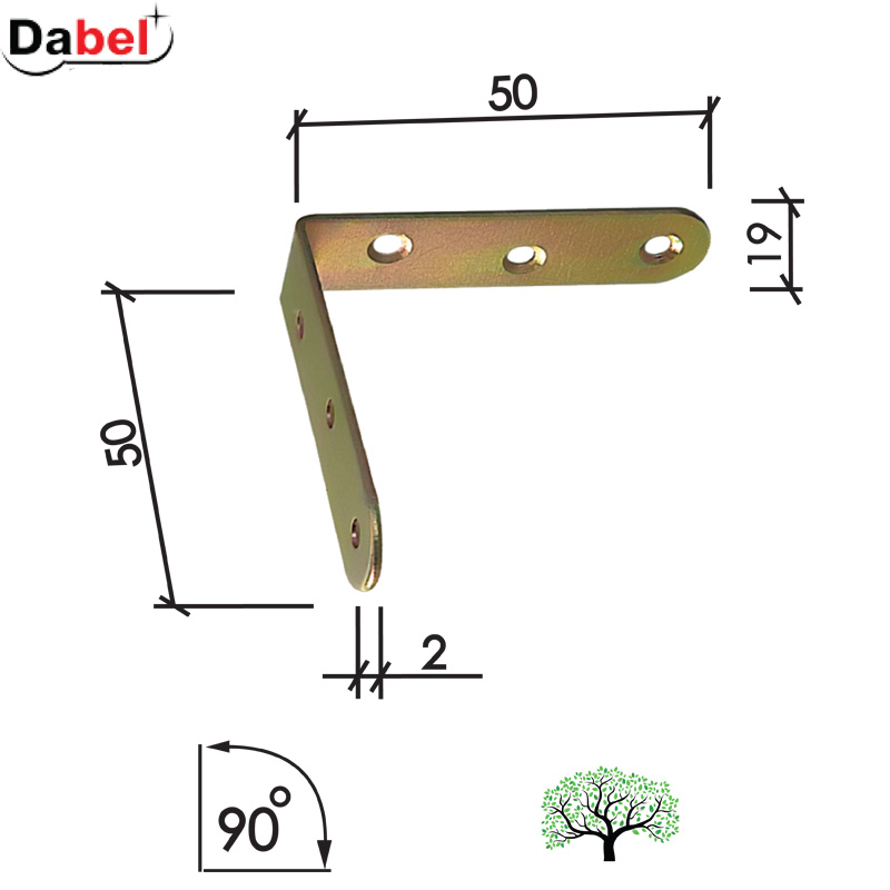 Ugaonik za nameštaj U4123 ZnŽ 50x50x19/2,0mm