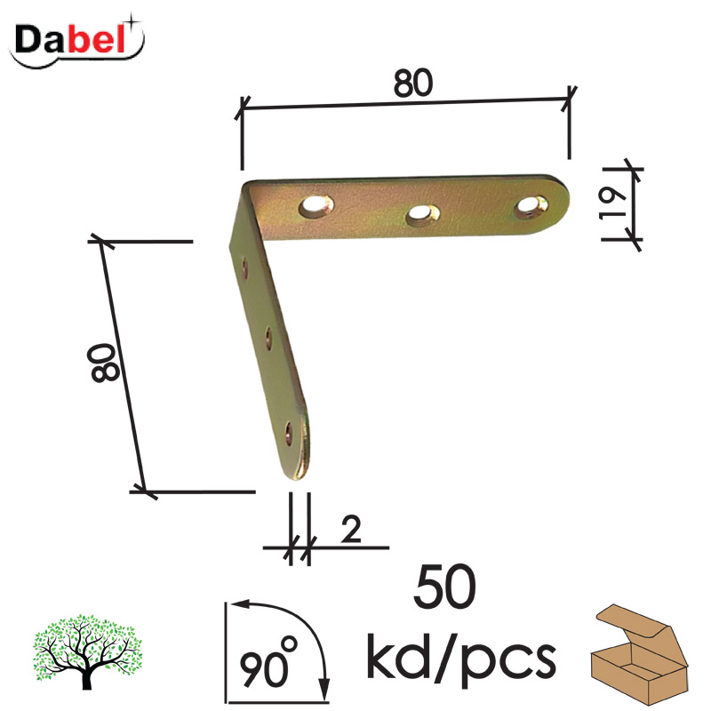 Ugaonik za nameštaj U4123 ZnŽ 80x80x19/2,0mm