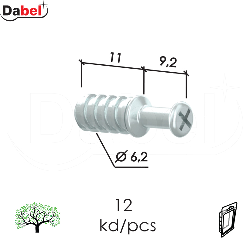 Vijak i spajač sa navojem VK5 ZnB 6,2/11/9,2mm (12 kom)