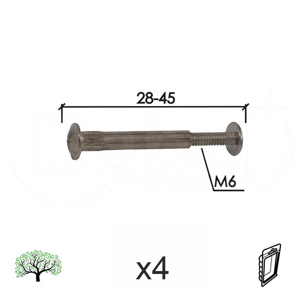 Vijak i spojnica sa navojem VS1 Nikl M6/28-45mm (4kom)