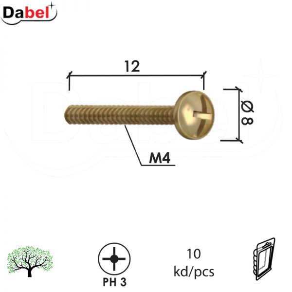 Vijak za ručicu VN2 ZnŽ M4x12/8mm (20kom) DBP4